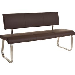 Polsterbank MCA furniture "Arco" Sitzbänke Gr. B/H/T: 155 cm x 86 cm x 59 cm, Kunstleder, braun (braun, edelstahl gebürstet) Polsterbänke