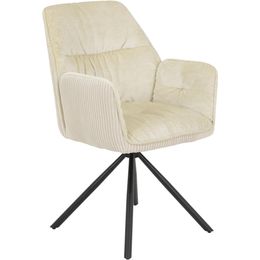 Esszimmerstuhl Hela "AMIRA drehbar" Stühle Gr. B/H/T: 56 cm x 89 cm x 61 cm, 2 St., Metall, beige (creme, schwarz, schwarz) Küchenstühle