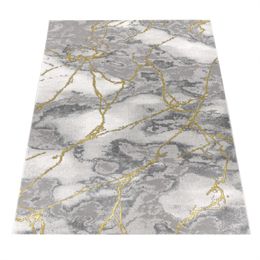 Teppich Paco Home "Craft 270" Teppiche Gr. B/L: 200 cm x 290 cm, 16 mm, 1 St., grau (grau, goldfarben) Esszimmerteppiche