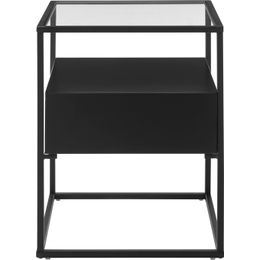 Beistelltisch MCA furniture "Evora" Tische Gr. B/H/T: 43 cm x 54 cm x 43 cm, schwarz (schwarz, schwarz, klarglas) Beistelltische