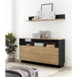 Sideboard Places of Style "Cayman" Sideboards Gr. B/H/T: 149 cm x 85 cm x 43 cm, 3, schwarz Sideboards