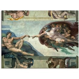 Wandbild Artland "Die Erschaffung des Adam" Bilder Gr. B/H: 80 cm x 60 cm, Leinwandbild Religion, 1 St., grau Kunstdrucke