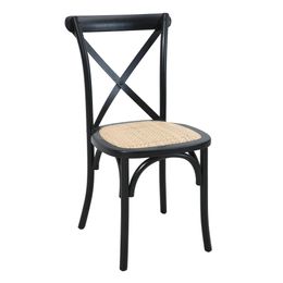 Rattanstuhl Sit Stühle Gr. B/H/T: 48 cm x 89 cm x 52 cm, 2 St., gepolsteter Sitz-mit Rattan-stapelbar + Massivholz, schwarz (schwarz, natur, schwarz) Rattanstühle