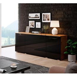 Sideboard Inosign "PARIS" Sideboards Gr. B/H/T: 150 cm x 68 cm x 39 cm, hochglänzend-matt, 3, braun (kastanienfarben, schwarz hochglanz) Sideboards