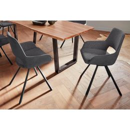 4-Fußstuhl MCA furniture "Parana" Stühle Gr. B/H/T: 59 cm x 87 cm x 63 cm, 2 St., Set + Metall, grau (charcoal, anthrazit lackiert) 4-Fuß-Stühle