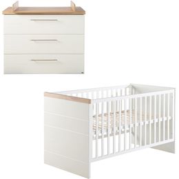 Babymöbel-Set Roba "Nele" Gr. Kinderbett & Wickelkommode, B/H: 70 cm x 140 cm, weiß (weiß, artisan eiche) Baby Schlafzimmermöbel-Sets Baby-Bettsets