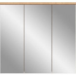Badezimmerspiegelschrank Welltime "Dolo" Schränke Gr. B/H/T: 80 cm x 75 cm x 20 cm, 3 St., grau (no x oak) Bad-Spiegelschränke