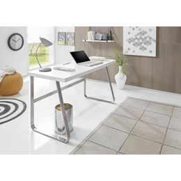 Schreibtisch MCA furniture "Beno" Tische Gr. B/H/T: 140 cm x 75 cm x 60 cm, weiß (weiß, edelstahloptik gebürstet, weiß) Schreibtische