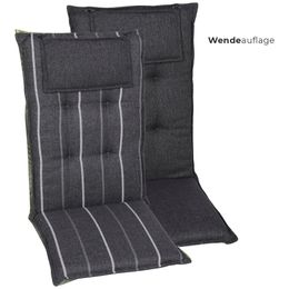 Sesselauflage GO-DE "Sesselauflage hoch" Polsterauflagen Gr. B/H/T: 50 cm x 120 cm x 48 cm, 2 St., grau Gartenstuhlauflagen