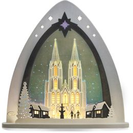 LED Lichterbogen Weigla "Kölner Dom, Weihnachtsdeko" Schwibbögen Gr. B/H/T: 52 cm x 53,5 cm x 9 cm, bunt (weiß, grau, blau, gelb, bunt) Schwibbögen Weihnachtspyramiden