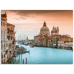 Glasbild Artland "Venedig Canal Grande I" Bilder Gr. B/H: 80 cm x 60 cm, Glasbild Italien Querformat, 1 St., braun Glasbilder