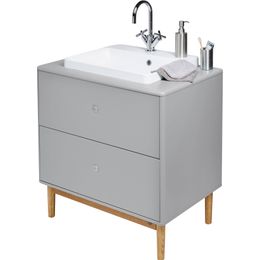 Waschtisch Tom Tailor HOME "COLOR BATH" Waschtische grau (grey) Waschtische mit Mineralgussbecken, Füßen in Eiche geölt, Breite 80 cm