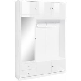 borchardt Möbel Garderobenschrank BORCHARDT MÖBEL "Kompakta" Schränke Gr. B/H/T: 140 cm x 202 cm x 36 cm, 6 St., weiß (weiß matt, hochglanz) Garderobenschränke Bestseller