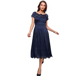 Spitzenkleid Lady "Kleid" Gr. 46, Normalgrößen, blau (marine) Damen Kleider Knielange