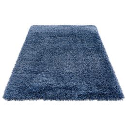 Hochflor-Teppich my home "Amadeo" Teppiche Gr. B/L: 240 cm x 320 cm, 73 mm, 1 St., blau (jeansblau) Esszimmerteppiche