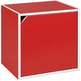 Bizzotto Würfelregal 35 cm modulares Bücherregal moderne Möbel -Würfel mit Tür / Rot