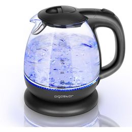 Aigostar - Glas Wasserkocher, Kleiner wasserkocher glas mit led-beleuchtung, 1 Liter, 2200W, Wasserkocher Klein, Schnellkochfunktion,