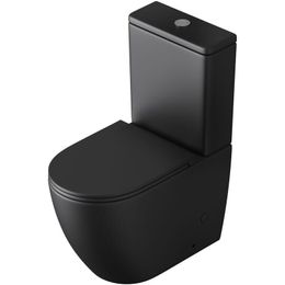 Doporro - Stand-WC mit Spülkasten komplett S179T schwarz matt inkl. Softclose Absenkautomatik 36x63x82cm Toilette schwarz matt spülrandlos - Schwarz