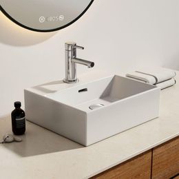 Waschbecken Aufsatzwaschbecken Hängewaschbecken für Badezimmer Gäste wc 41.5 x 36 x 13 cm Bad Wandwaschbecken Waschtisch Weiß - Emke