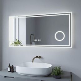 LED Badspiegel mit Beleuchtung Touch Sensor Wandspiegel Lichtspiegel Badezimmerspiegel 120x60cm Kosmetikspiegel mit Digital Uhr Dimmbar