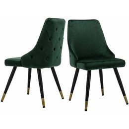 2er Set Esszimmerstühle aus Samt Polsterstuhl mit Metallbeine Küchenstühle für Esszimmer, Grün