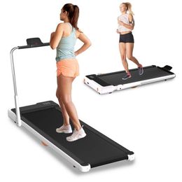 Bigzzia - Klappbares Laufband 2 in 1 - Walking pad mit doppelter Stoßdämpfung - Laufband für zuhause mit Fernbedienung und LED-Anzeige, Kompaktes und