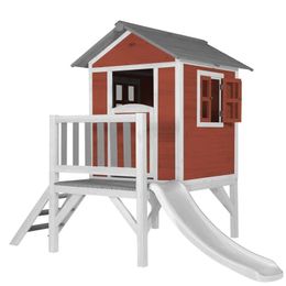 AXI - Spielhaus Beach Lodge xl in Rot mit Rutsche in Weiß Stelzenhaus aus fsc Holz für Kinder Kleiner Spielturm für den Garten - Rot