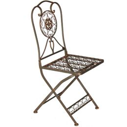 DanDiBo Gartenstuhl Metall Tecla 17921 Metallstuhl Stuhl Garten Vintage Eisen Nostalgie Eisenstuhl Braun Antik