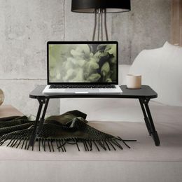 ML-Design Laptoptisch fürs Bett/Sofa, 60x40 cm, Schwarz, aus mdf, klappbar, Betttisch mit 4 usb Ladeanschluss & Lampe, Schublade, Lüfter, Tablet Ständer,