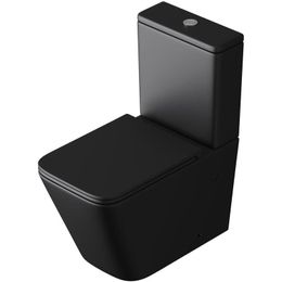 Doporro - Stand-WC mit Spülkasten komplett S112T schwarz matt inkl. Softclose Absenkautomatik 36x63x82cm Stand-Toilette schwarz matt spülrandlos