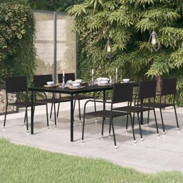 Garten-Esstisch,Gartentisch,Outdoor-Esstisch Schwarz 200x100x74 cm Stahl und Glas AGHDE843313 MAISONCHIC