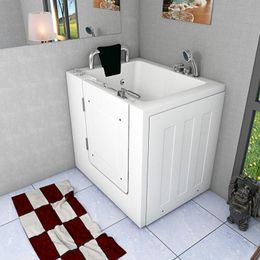 AcquaVapore Sitzwanne Whirlpool Badewanne mit Tür S02WP-A 78x100cm - Weiß