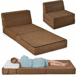 Bodensofa mit Schlaffunktion, 3 in 1 Klappbares Sofabett, Bodenmatratze aus Schaumstoff mit abnehmbarem Bezug, Klappsofa Schlafsessel für Wohnzimmer