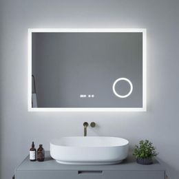 Aqualavos - led Badspiegel 100x70cm Badezimmerspiegel Touch-schalter Wandmontag Lichtspiegel Wandspiegel mit Kaltweißer 6400K Beleuchtung,
