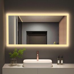 Badspiegel mit Beleuchtung 120x60 Badezimmerspiegel Warmweiß led Energie Wandspiegel - Meykoers