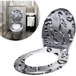UISEBRT WC Sitz mit Absenkautomatik - WC Klodeckel Toilettensitz mit langsamer Absenkung - Verschiedene Muster zur Auswahl (Wassertropfen)