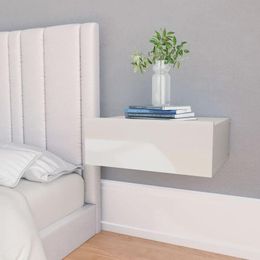 Hängender Nachttisch, Nachtschrank, Nachtkommode, Beistelltisch für Schlafzimmer Hochglanz-Weiß 40x30x15 cm Holzwerkstoff MAIW77740 MAISONCHIC