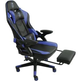 Gaming Stuhl im modernen Racing-Design mit ausziehbarer Fußstütze Gaming Chair mit verstellbaren Design Armlehnen ergonomischer Schreibtischstuhl mit