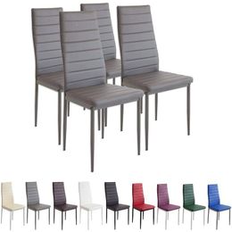 WYCTIN - 4x Esszimmerstühle, Kunstleder - Küchenstuhl, Freischwinger, Armlehnstuhl -Grau