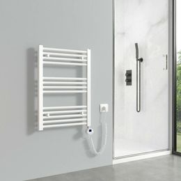 Badheizkörper Elektrisch Handtuchwärmer mit timer Thermostat Handtuchtrockner Elektrisch Weiß 70x50cm, 284 Watts - Meykoers