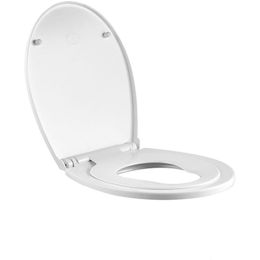 Emke - WC-Sitz Toilettendeckel mit Absenkautomatik d Form Toilettensitz, Quick-Release-Funktion, Antibakterielle Klodeckel Lager 150 kg Weiß
