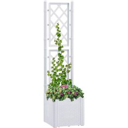 Garten-Hochbeet,Blumenkasten,Pflanzkasten mit Spalier und Selbstbewässerungssystem Weiß VMEC796470 MAISONCHIC