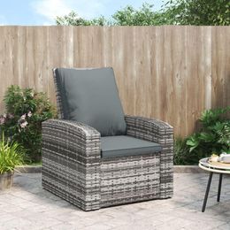 MAISONCHIC - Relaxsessel,Gartenmöbel,Gartensessel Verstellbar mit Kissen Grau Poly Rattan -72471