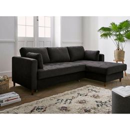 Anna – ecksofa mit schlaffunktion – mit bettkasten – 4-sitzer – moderner stil – rechts - dunkelgrau