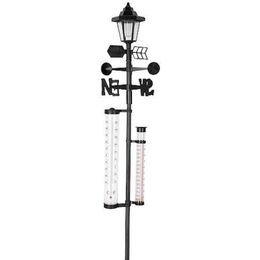 PROREGAL Wetterstation SWS29, Solar, 158cm, Regenmesser, Thermometer, Solarlampe