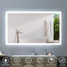 Badspiegel mit Beleuchtung Badezimmerspiegel Wandspiegel Lichtspiegel 100 x 60 cm Beschlagfrei 3 Lichtfarben Dimmbar led Memory Funktion
