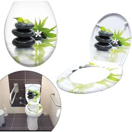 Uisebrt - wc Sitz mit Absenkautomatik - wc Klodeckel Toilettensitz mit langsamer Absenkung - Verschiedene Muster zur Auswahl (Steine)