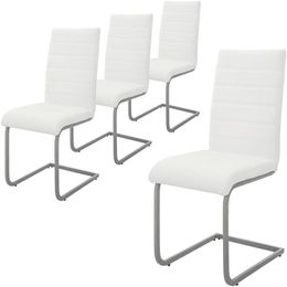 4er Set Esszimmerstuhl mit Rückenlehne, Weiß, aus Kunstleder - ML-Design