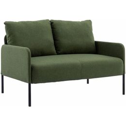 Sofa 2 Sitzer Couch mit Lehne Sessel Loungesofa Metallrahmen Doppelsofa für Wohnzimmer Empfang Café, Grün