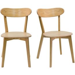 Miliboo Vintage-Stühle aus hellem Holz mit Eichenfurnier (2er-Set) DOVE - Eiche hell